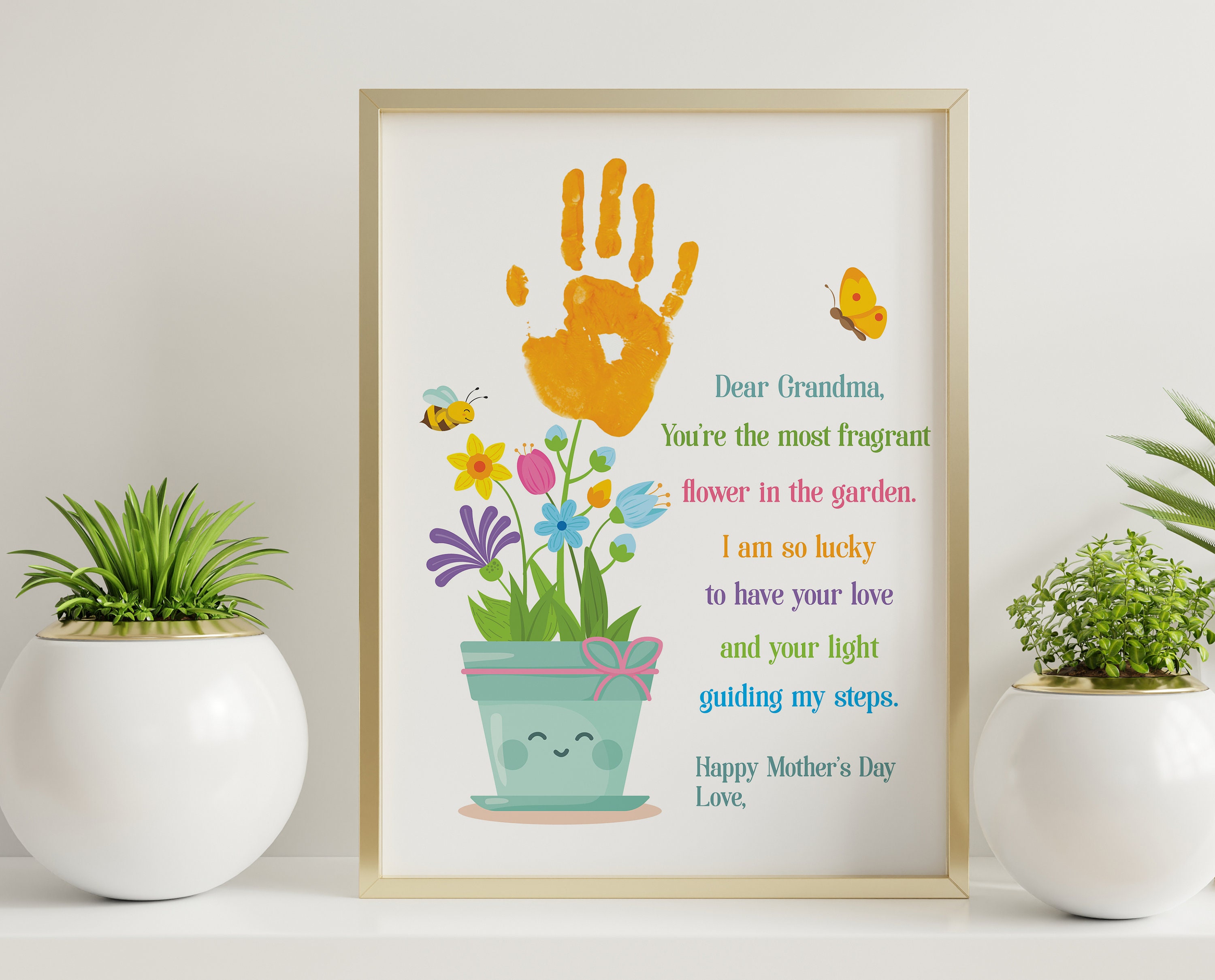 Grandma Gift Mothers Day DIY Kids Handprint Art Gift for - Etsy
