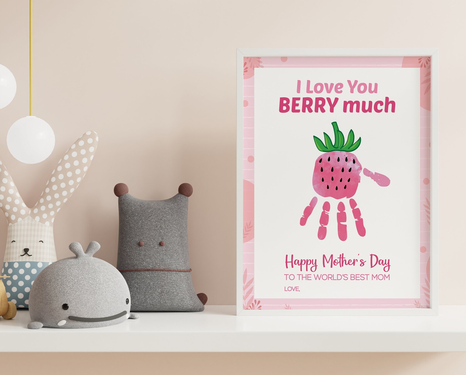 I Love You Berry Much Custom Mothers Day Handprint Art Mom | Etsy
