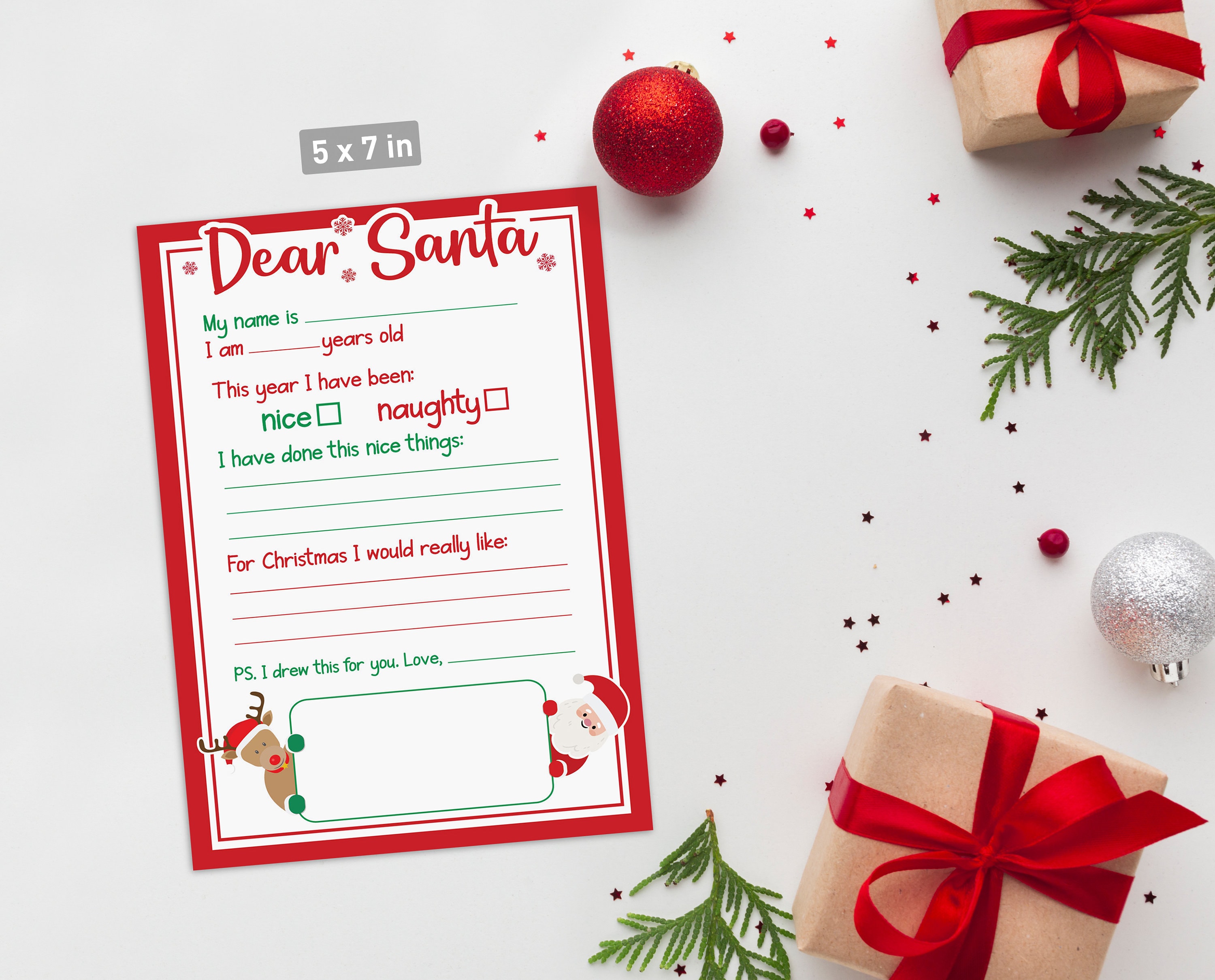 Letter to Santa Dear Santa Letter Santa Letter Printable | Etsy