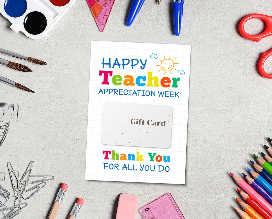 Teacher Appreciation Gift Card Holder Printable (PDF) - Etsy