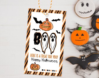 Halloween Treat Tag Boo Birthday Favor Tags Halloween Pumpkin Party ...