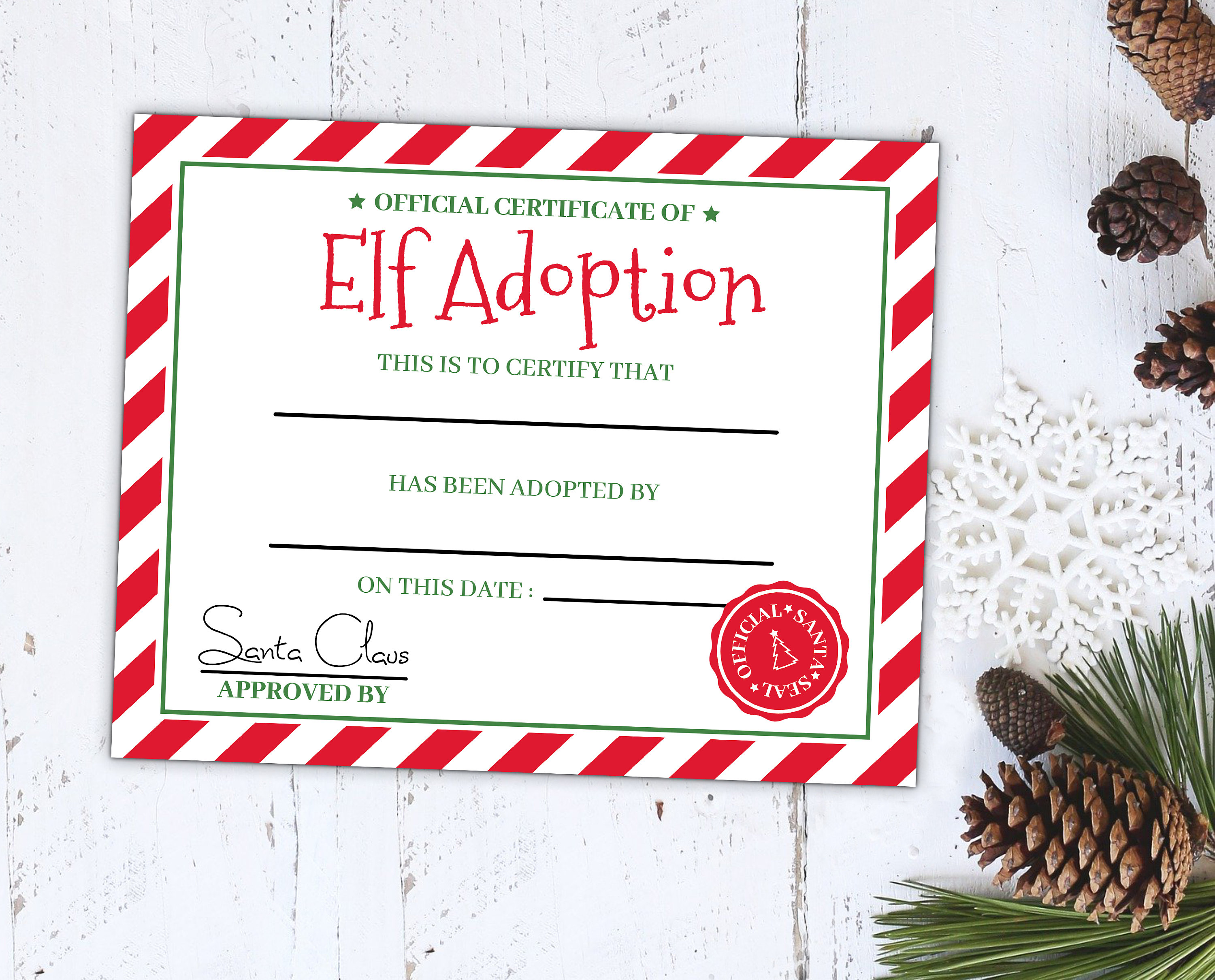 Elf Adoption Certificate Elf Adoption Letter Instant - Etsy