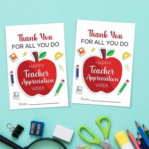 Thank You for All You Do, Teacher Appreciation Gift Tag, Teacher Thank ...