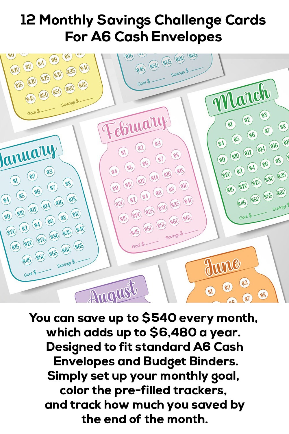 Saving Cards 25 Envelope Money Saving Challenge Printable | Save 325 ...