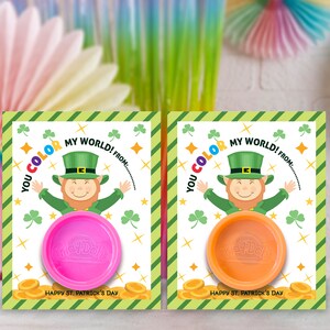 St. Patrick's Day Play Doh Cards Printable, Printable Class St Patricks ...
