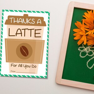 Thanks a Latte Coffee Gift Card Holder: Teacher Appreciation (PDF) - Etsy