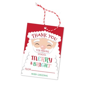 Thank You for Making School so Merry & Bright Gift Tag, Teacher ...