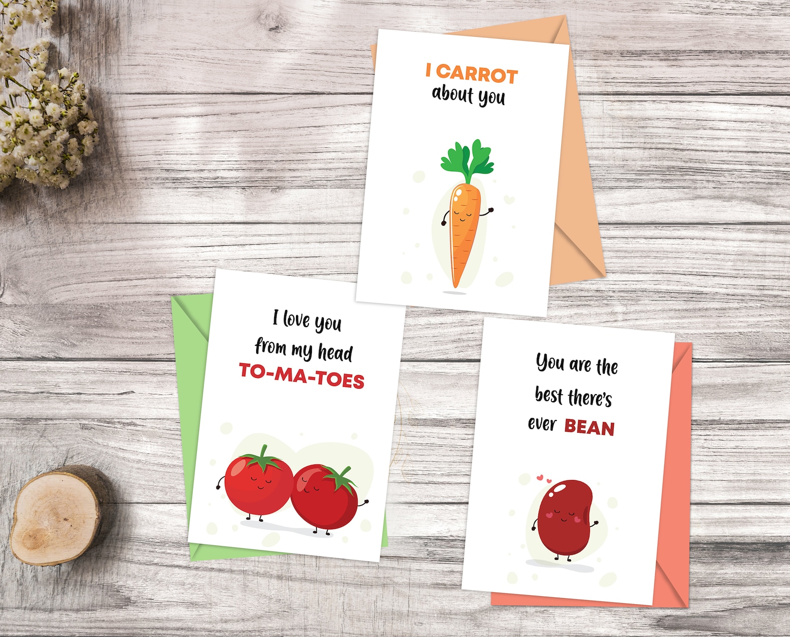 Cute Vegetable Pun Card Set Food Love Cards Vegan Birthday | Etsy