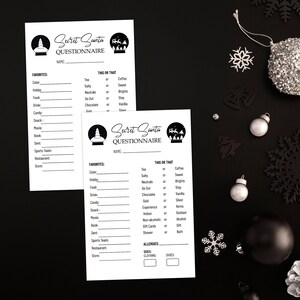 Printable Secret Santa Questionnaire, Christmas Secret Santa, Secret ...
