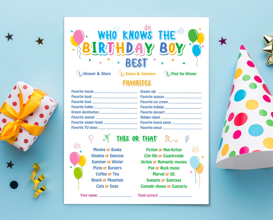 Who Knows the Birthday Boy Best, How Well Do You Know Questionnaire ...