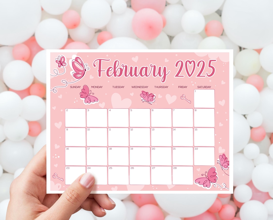 February 2025 Printable Calendar, Valentine Calendar, Fridge Calendar ...