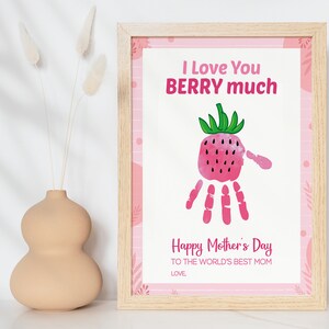 I Love You Berry Much, Custom Mothers Day Handprint Art, Mom Gift From ...