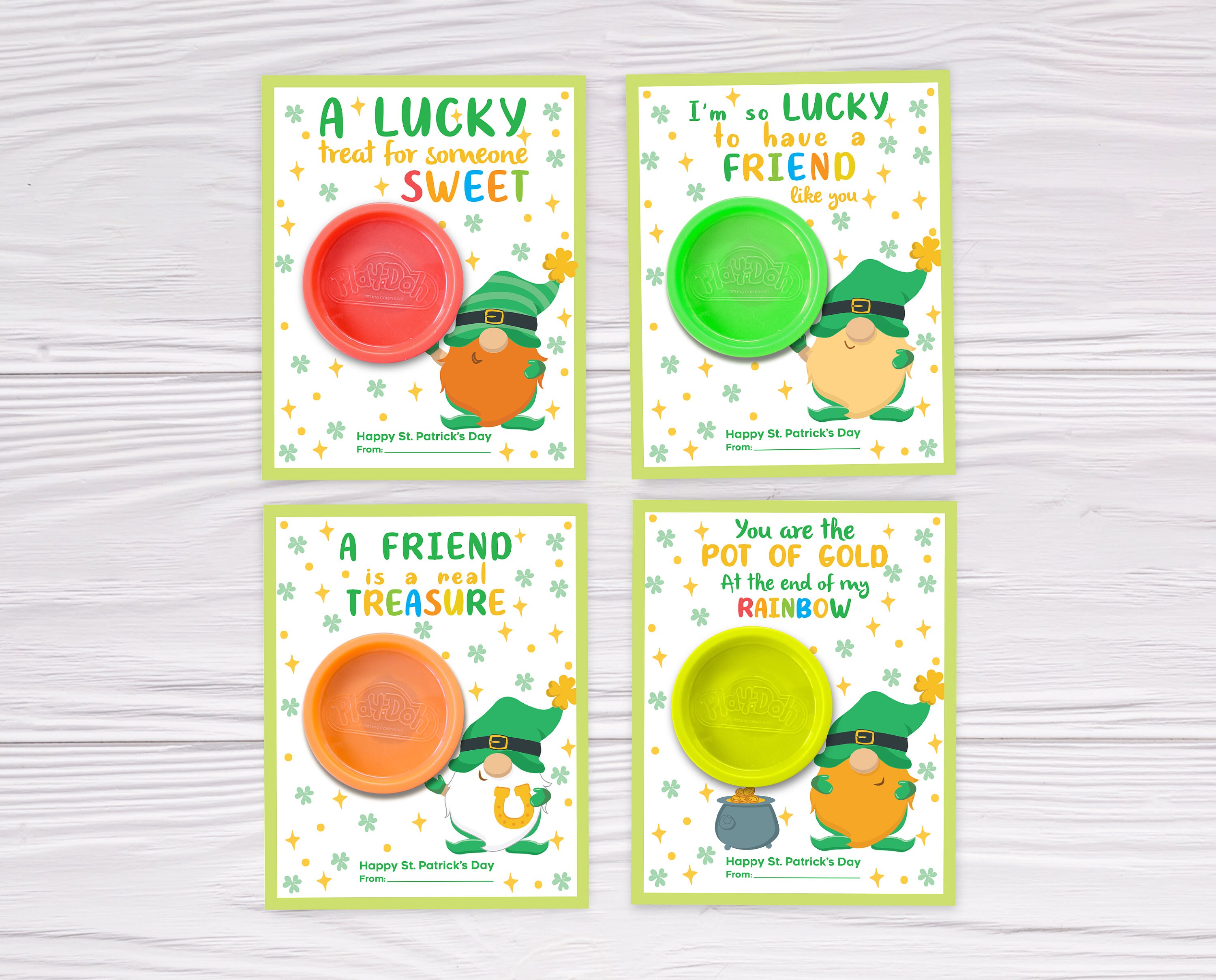 Gnome St. Patrick's Day Play-doh Cards, Classroom Gifts (printable) - Etsy