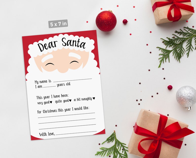 Letter to Santa Christmas Wish List Printable Santa Letter | Etsy
