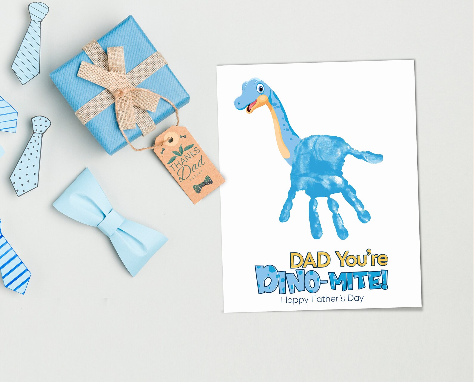 DIY Kids Dinosaur Handprint Art First Fathers Day Gift From - Etsy