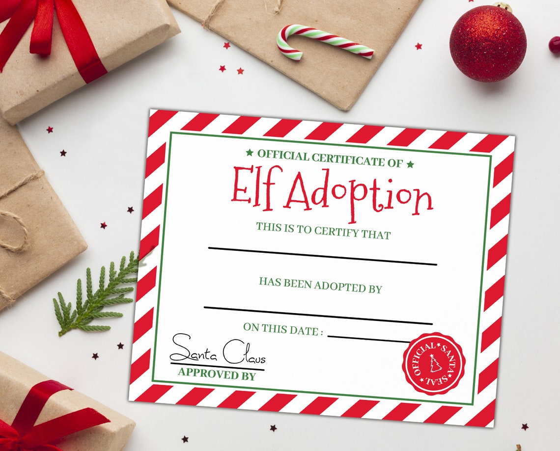 Elf Adoption Certificate Elf Adoption Letter Instant - Etsy