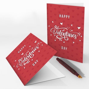 Red Happy Valentine's Day Cards Printable Heart - Etsy