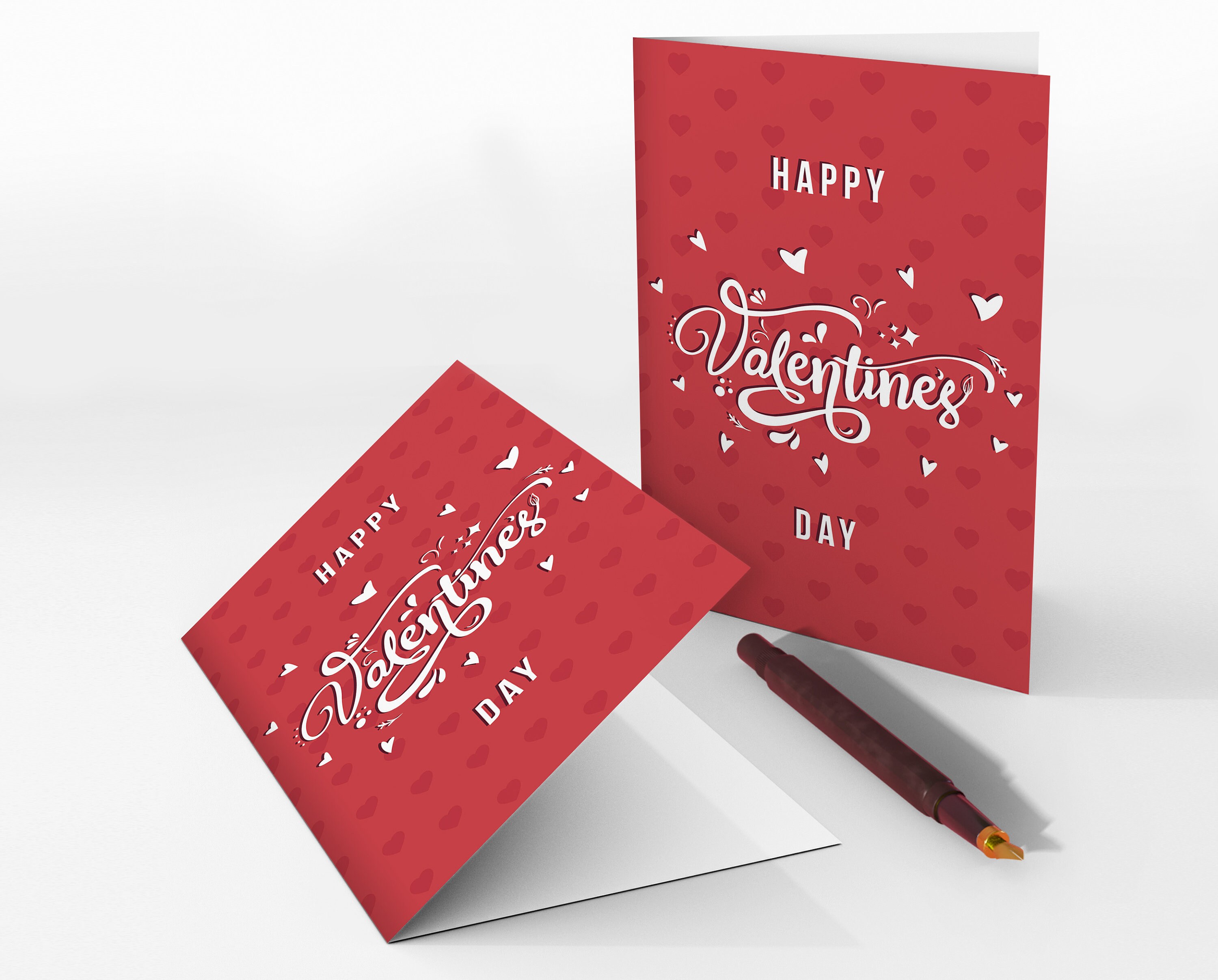 Red Happy Valentine's Day Cards, Printable Heart Valentine's Card ...