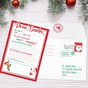 Christmas Wish List Printable Letter to Santa With Envelope - Etsy