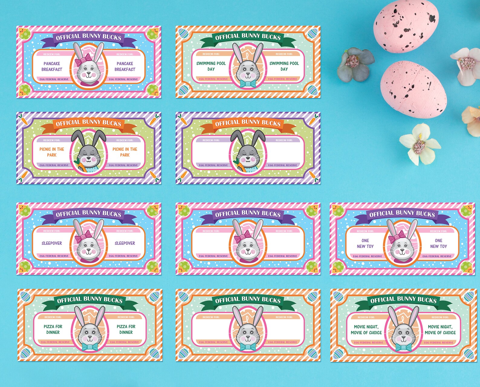 Easter Bunny Bucks Printables Easter Play Money Easter Egg - Etsy