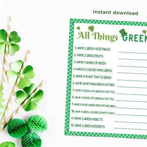 All Things Green Game, Printable St. Patrick's Games for Kids, Family ...
