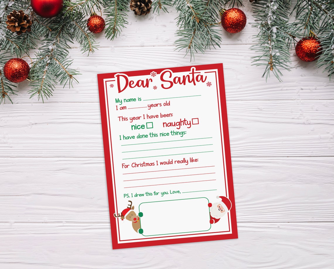 Letter to Santa Dear Santa Letter Santa Letter Printable | Etsy