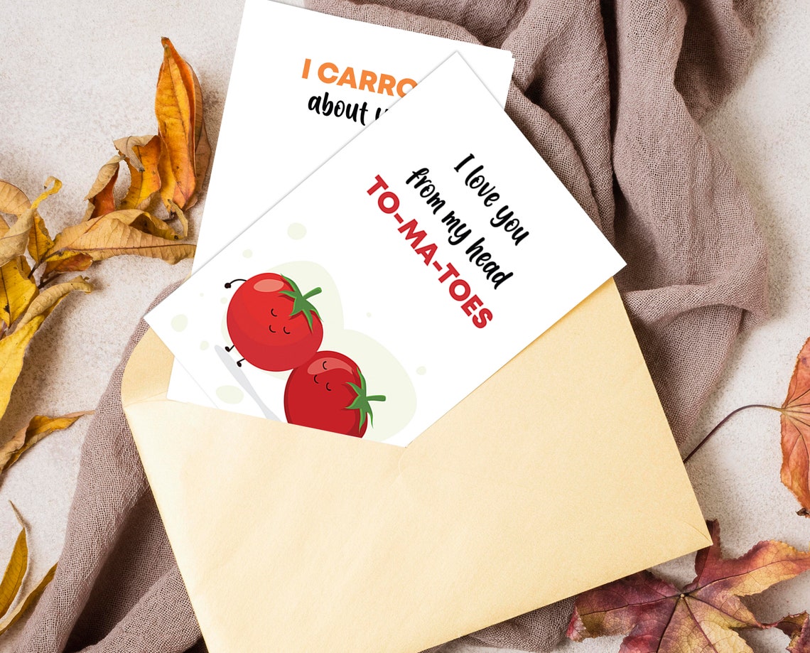 Cute Vegetable Pun Card Set Food Love Cards Vegan Birthday | Etsy
