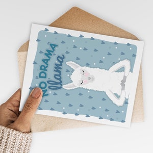 No Drama Llama Card, Funny Llama Card, Punny Llama Card, Birthday Pun ...