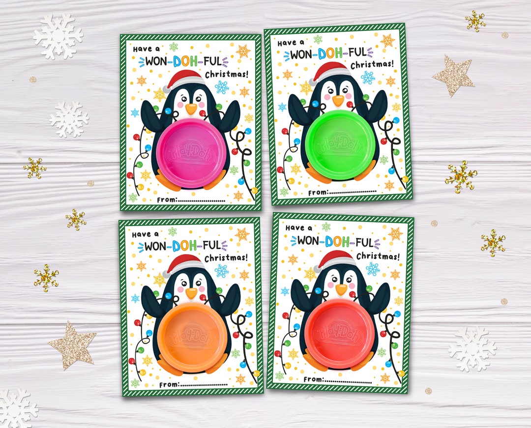 Christmas Play Doh Holder Penguin, Printable Holiday Class Gifts ...