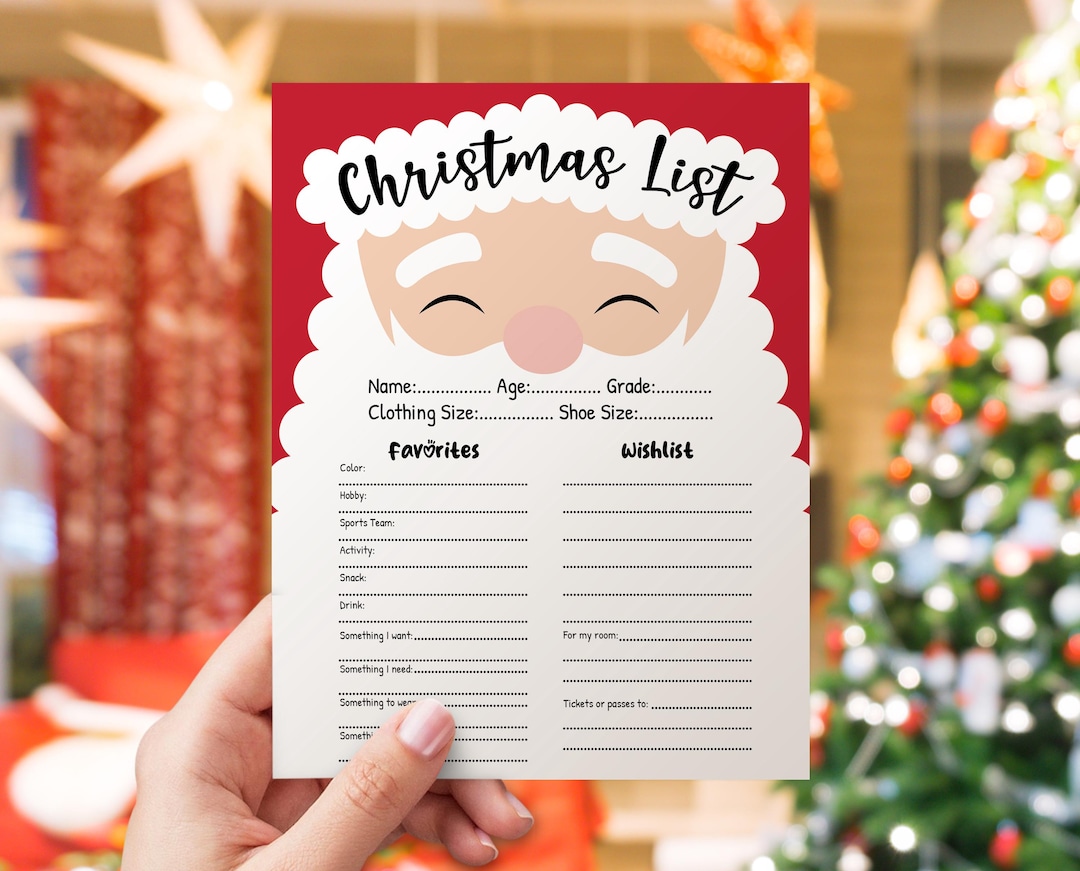 Christmas Wish List, Kids Secret Santa List, Secret Santa Questionnaire ...