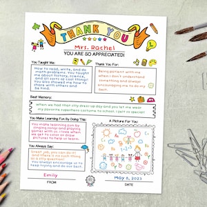 Teacher Survey, Teacher Appreciation Week, All About My Teacher Fill in ...