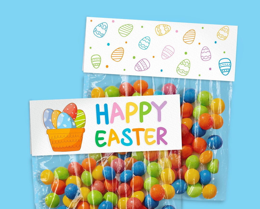 Kids Easter Basket Cookie Bag Topper | Happy Easter Treat Bag Topper ...