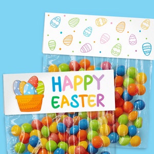 Kids Easter Basket Cookie Bag Topper | Happy Easter Treat Bag Topper ...