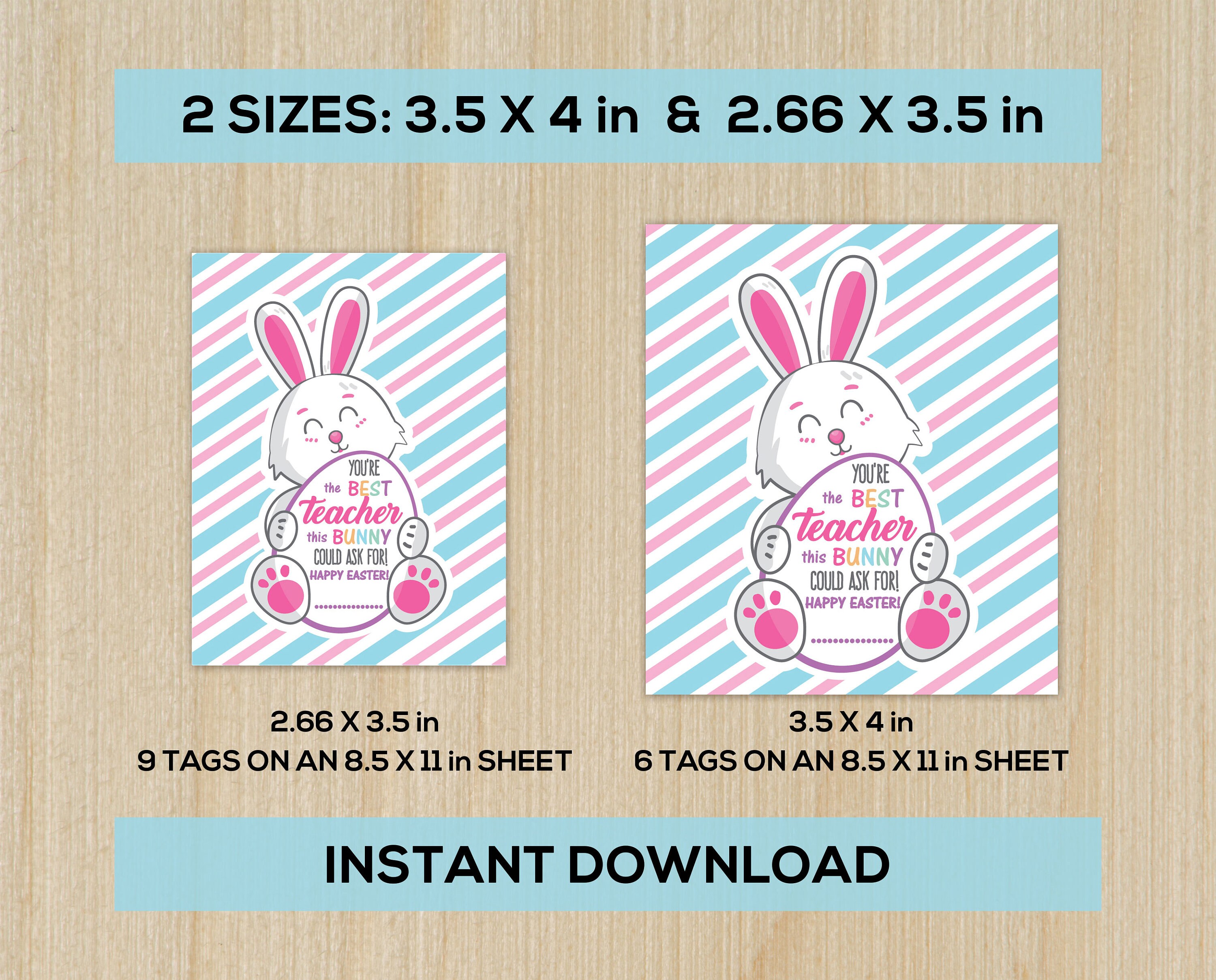 Easter Bunny Teacher Gift Tags, Printable Treat Tags (PDF) - Etsy