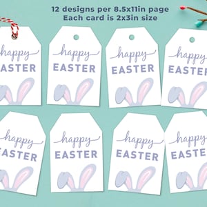 Happy Easter Tag, Easter Bunny Print, Easter Basket Gift Tag, Easter ...