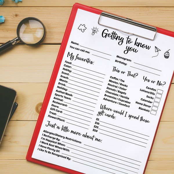 Team Building Get to Know Me Questionnaire Printable - Etsy