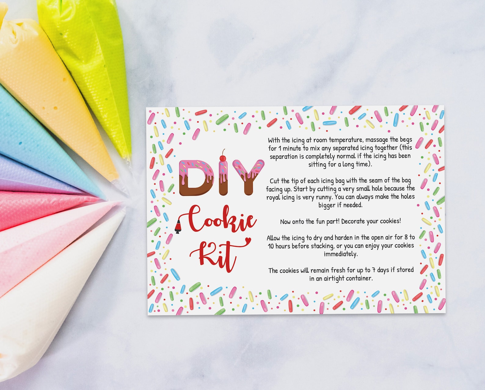 DIY Cookie Kit Instructions Card Cookie Decorating Kit - Etsy