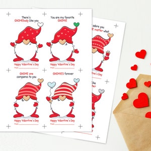 Printable Valentine Gnome Cards, Gnome Valentines for Kids, Preschool ...