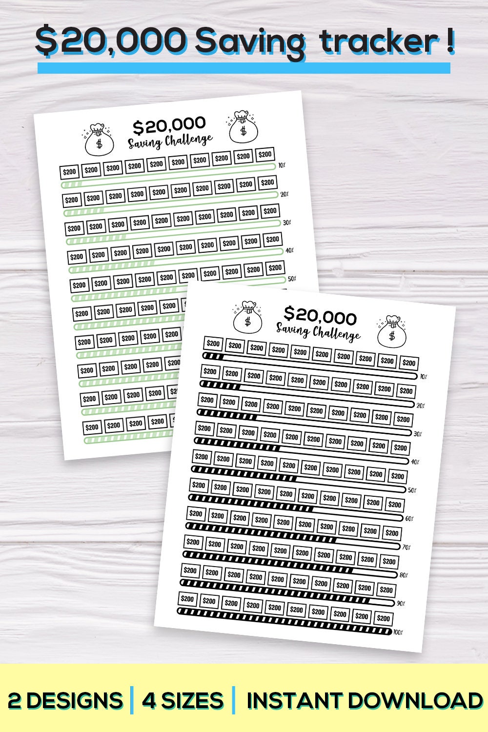 20K Money Saving Tracker Money Saving Challenge 20K - Etsy