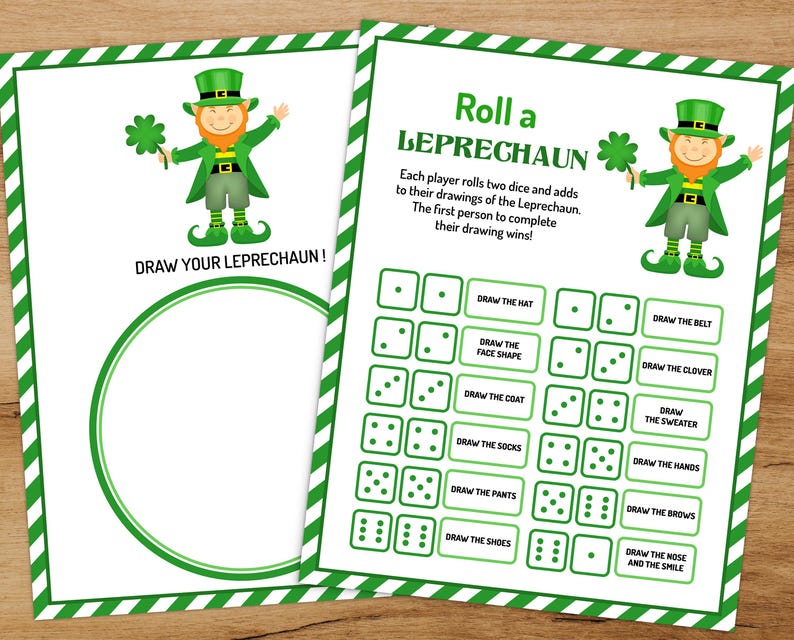 St Patrick's Day Roll a Leprechaun Dice Game (printable PDF) - Etsy