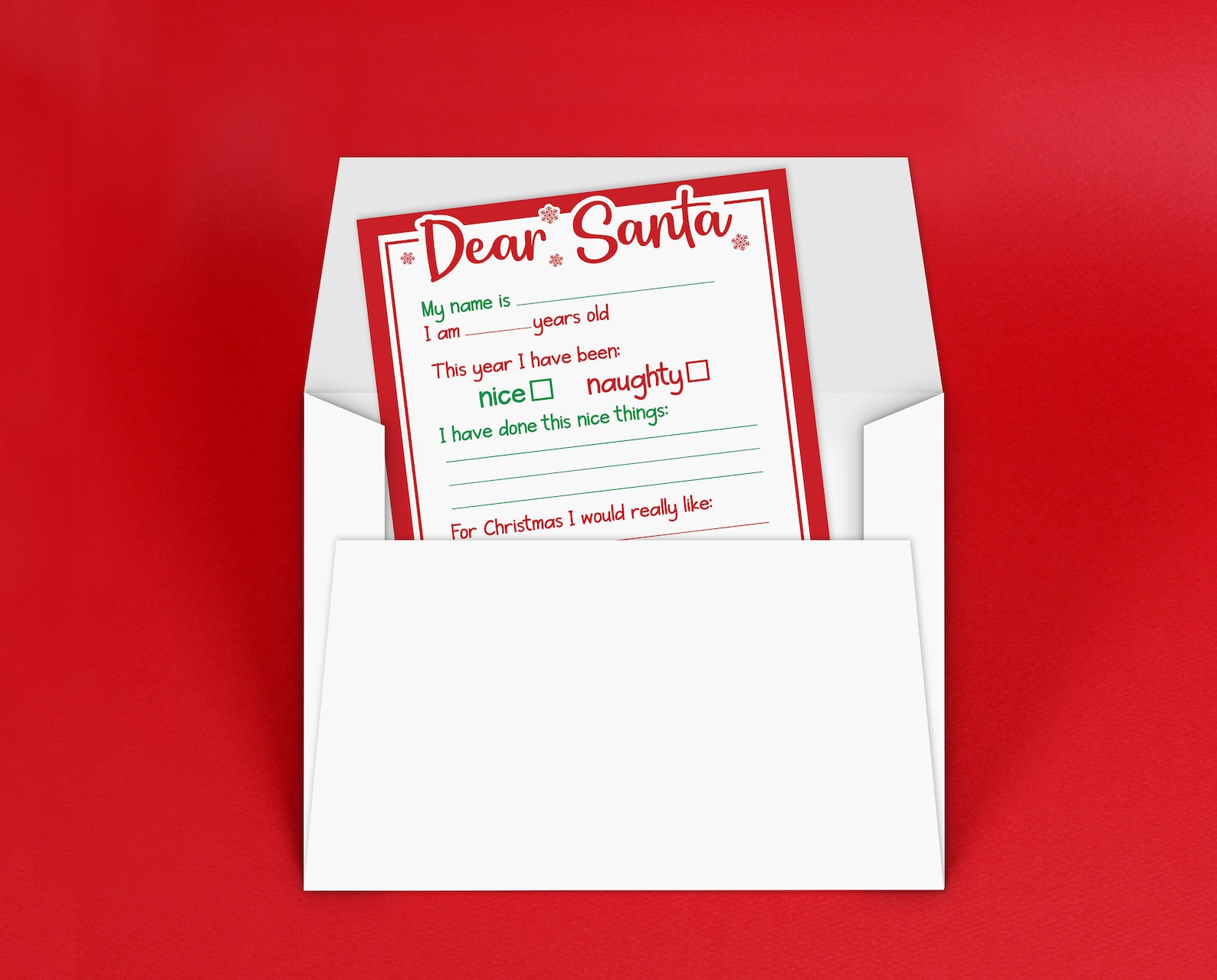 Christmas Wish List Printable: Letter to Santa With Envelope (PDF) - Etsy