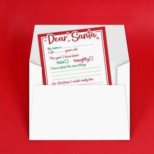 Christmas Wish List Printable Letter to Santa With Envelope - Etsy