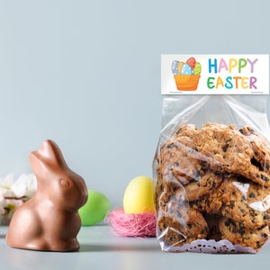 Kids Easter Basket Cookie Bag Topper | Happy Easter Treat Bag Topper ...