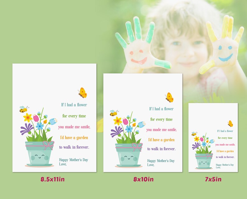 Mothers Day Flower Handprint Art Happy Mothers Day Keepsake | Etsy