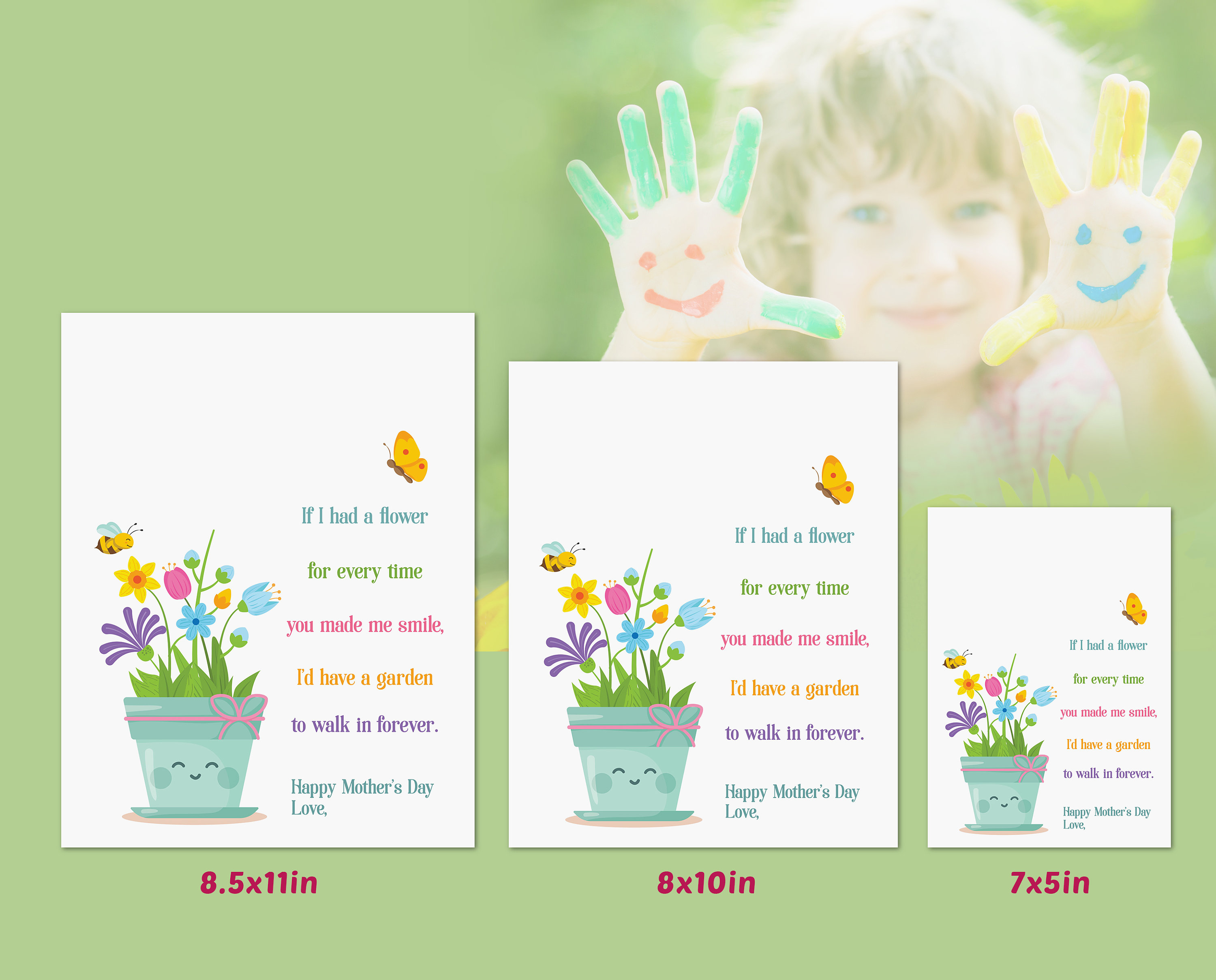 Mothers Day Flower Handprint Art Happy Mothers Day Keepsake - Etsy Canada