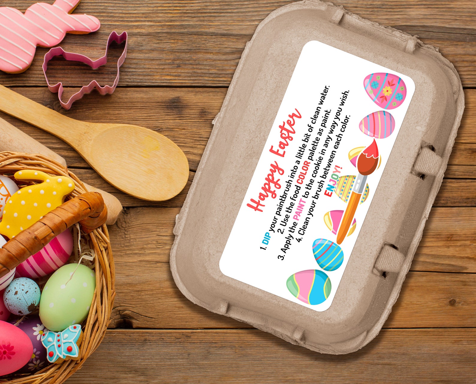 PYO Egg Carton Label Paint Your Own Cookie Easter Egg - Etsy