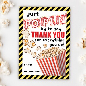 Popcorn Gift Tag Printable, Just Poppin by to Say Thank You Gift Tag ...