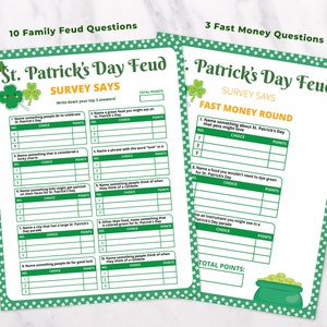 St Patricks Day Family Feud Game, Kids and Adult Party Games, St ...