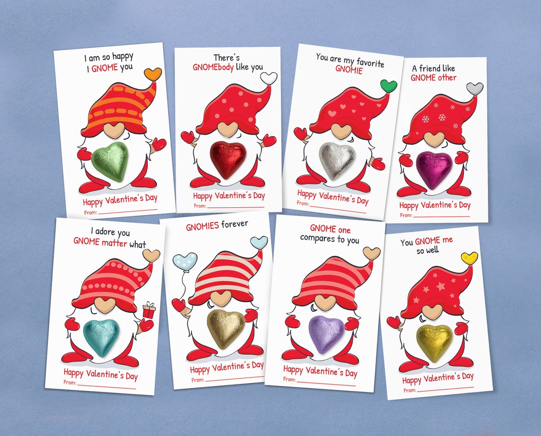 Printable Valentine Gnome Cards, Gnome Valentines for Kids, Preschool ...
