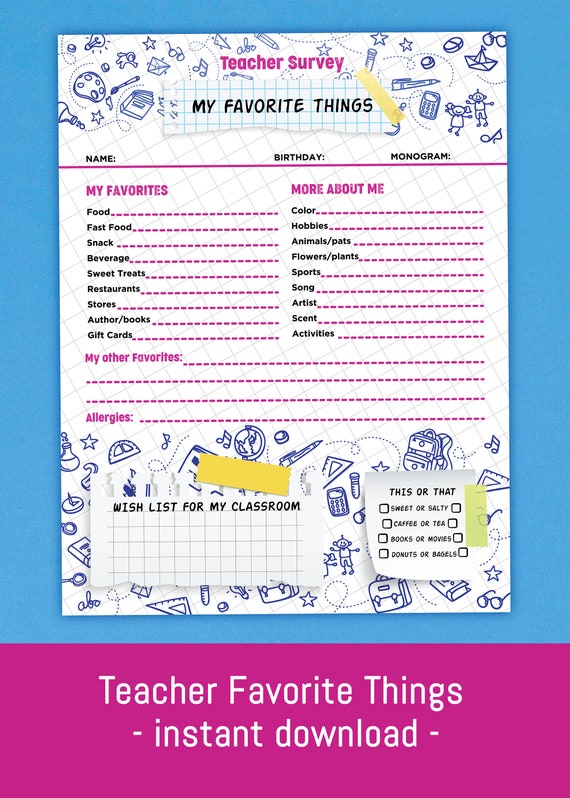 Mis Cosas Favoritas Para Imprimir Cuestionario Sobre Mis Cosas